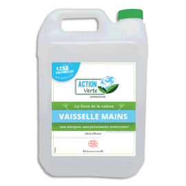 ACTION VERTE Bidon de 5 litres de liquide vaisselle Ecocert 0% parfum. Formule professionnelle ...
